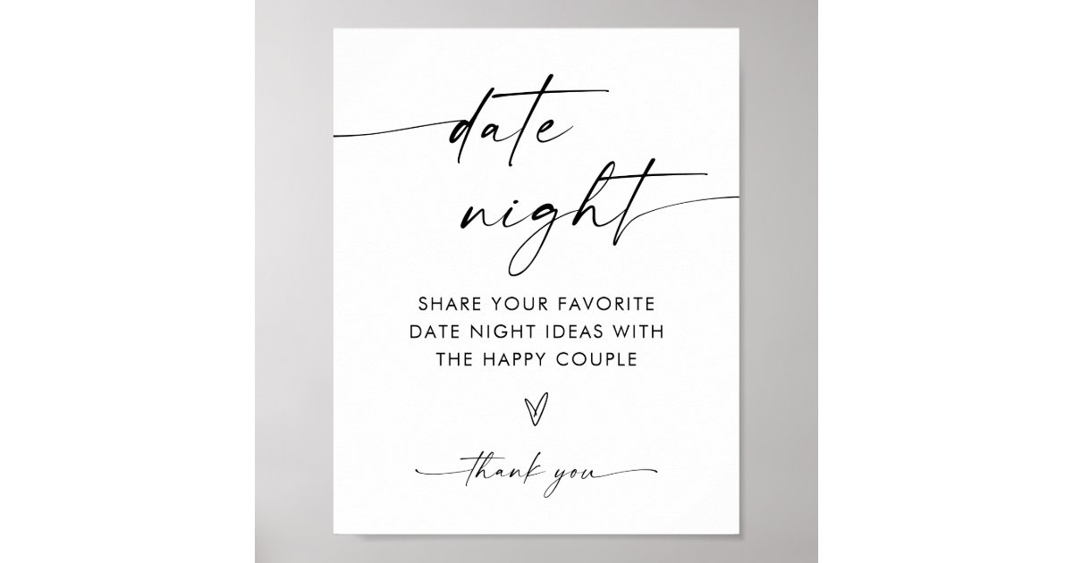Boho Date Night Ideas, Modern Minimalist Bridal Poster | Zazzle