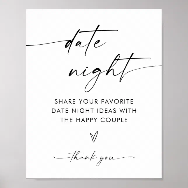 Boho Date Night Ideas, Modern Minimalist Bridal Poster | Zazzle