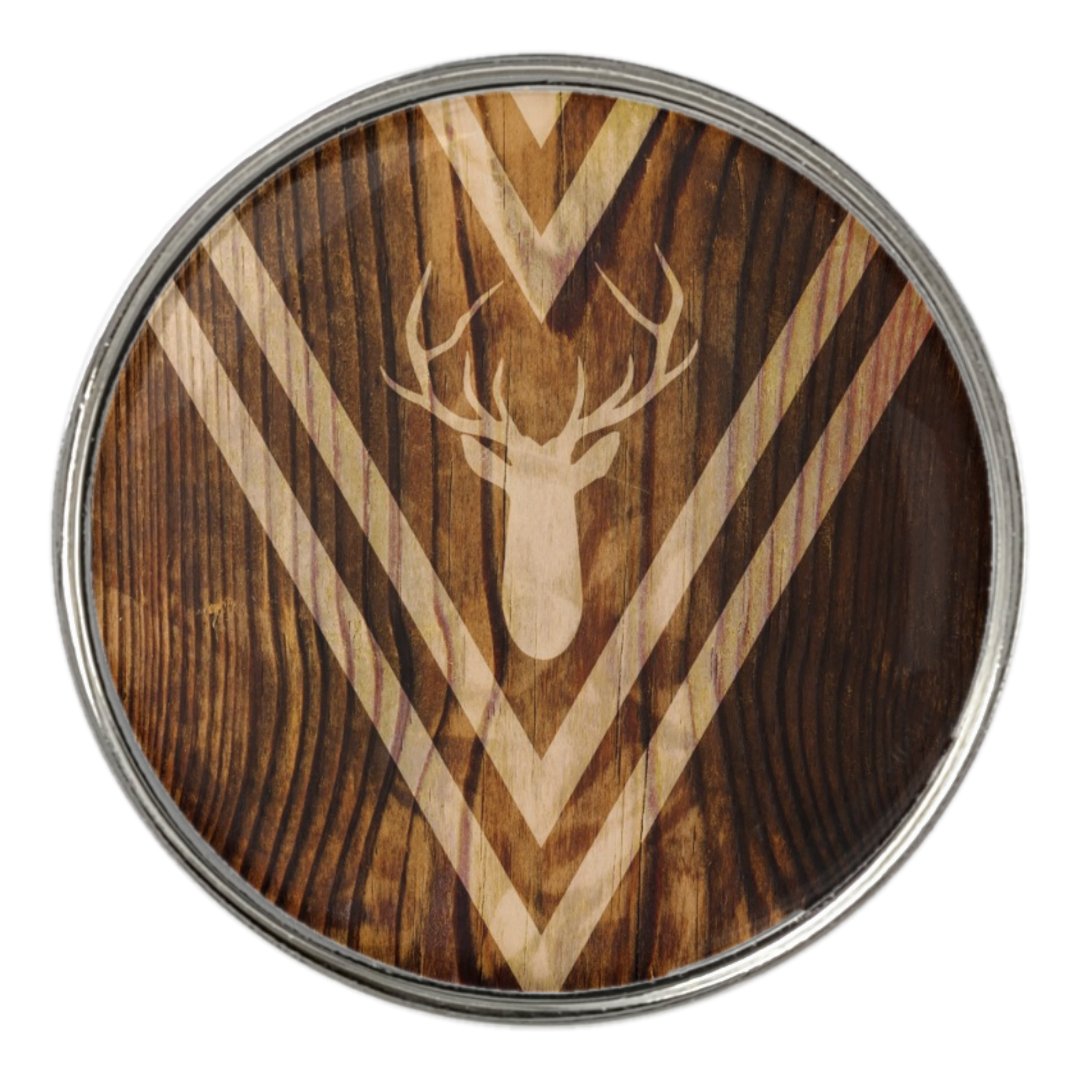 Boho deer on rustic wood golf ball marker | Zazzle