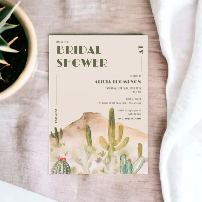 Boho Desert Cactus Arizona bridal shower Invitation | Zazzle