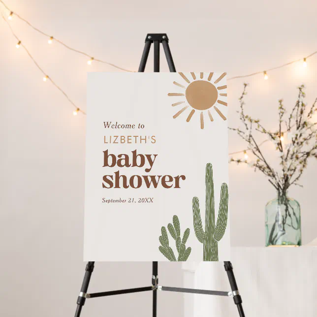 Boho Desert Cactus Baby Shower Welcome Sign | Zazzle