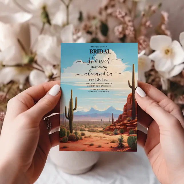 Boho Desert Cactus Bridal Shower Invitation | Zazzle