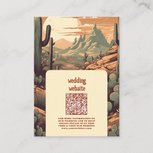 Boho Desert Cactus Illustrated Wedding QR Code Enclosure Card | Zazzle