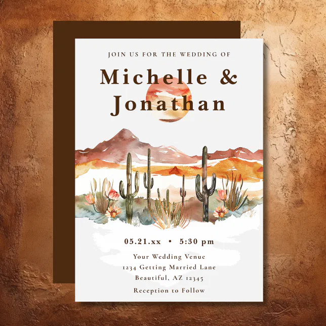Boho Desert Cactus Western Wedding Invitation | Zazzle