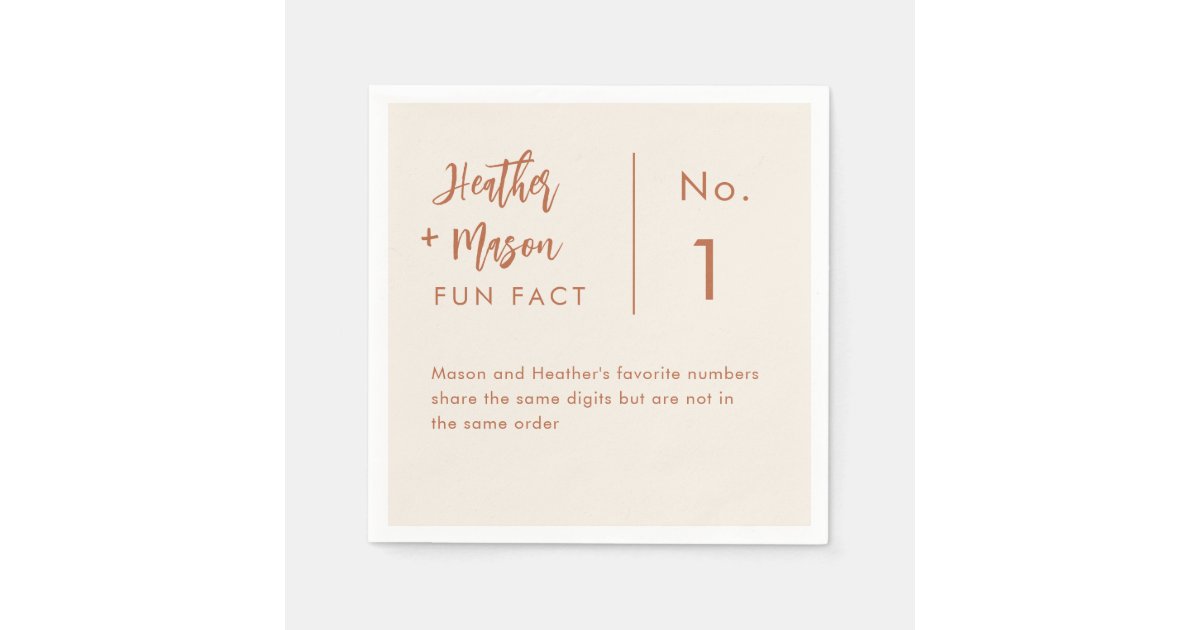 Boho Desert Couple Fun Facts Wedding Napkins | Zazzle