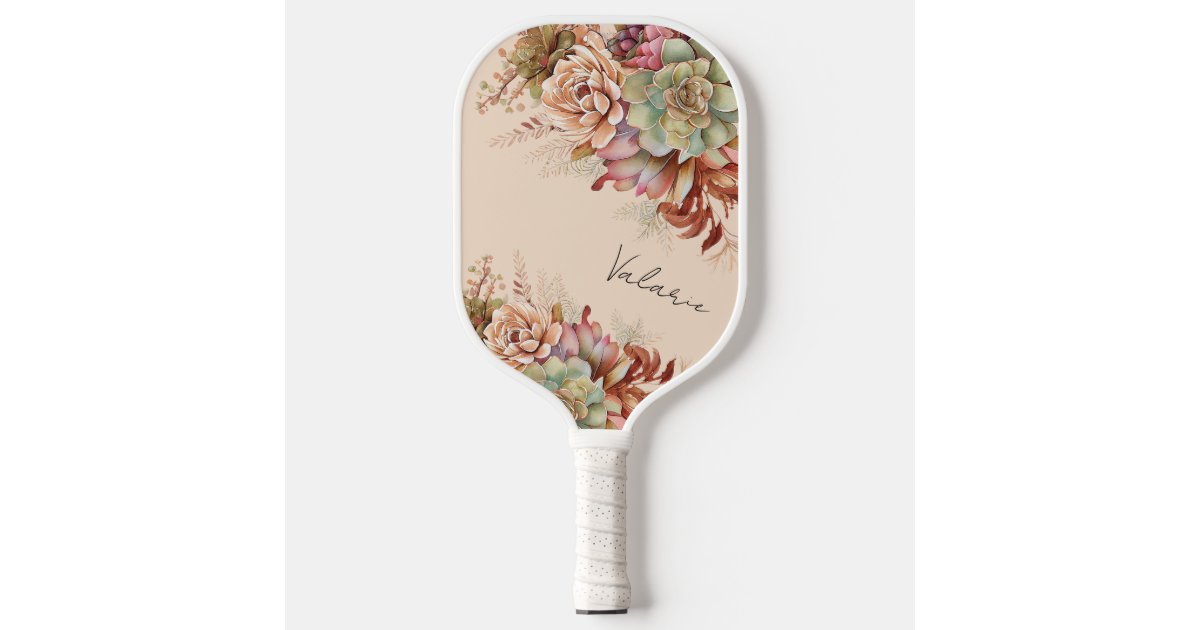 Boho Desert Succulent Cactus Monogram Pickleball Paddle | Zazzle
