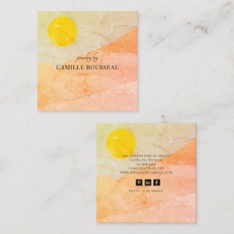 Boho Desert Sunrise Mountains Handcrafted Jewelry Square Business Card ...