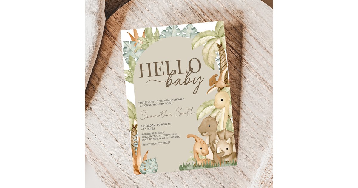 Boho Dinosaur Baby Shower Invitation | Zazzle