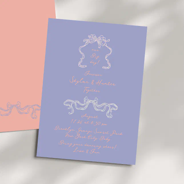 Boho Doodle Handwritten Retro Pastels Wedding Invitation | Zazzle