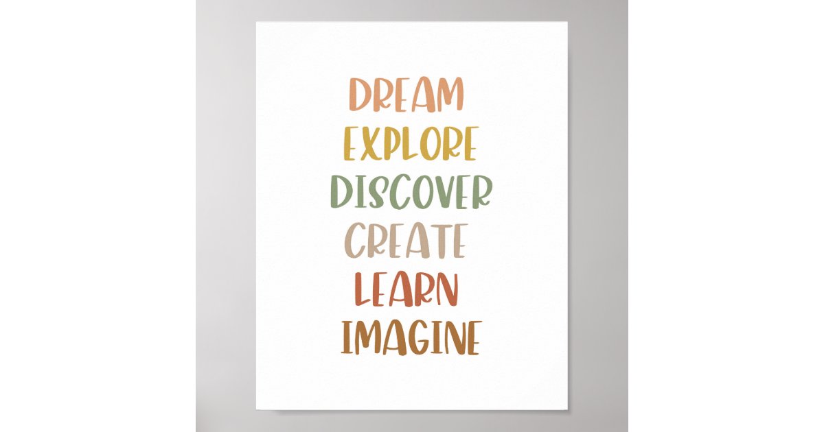 Boho Dream Explore Discover Create Learn Poster | Zazzle