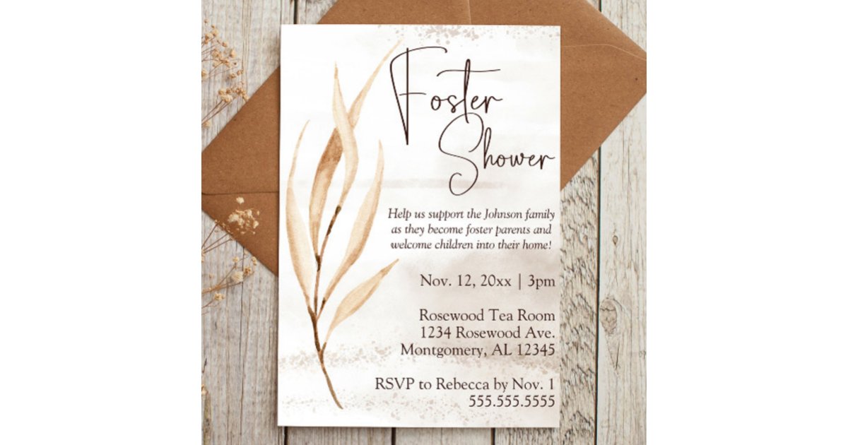 Boho Dried Florals Foster Care Baby/Child Shower Invitation | Zazzle