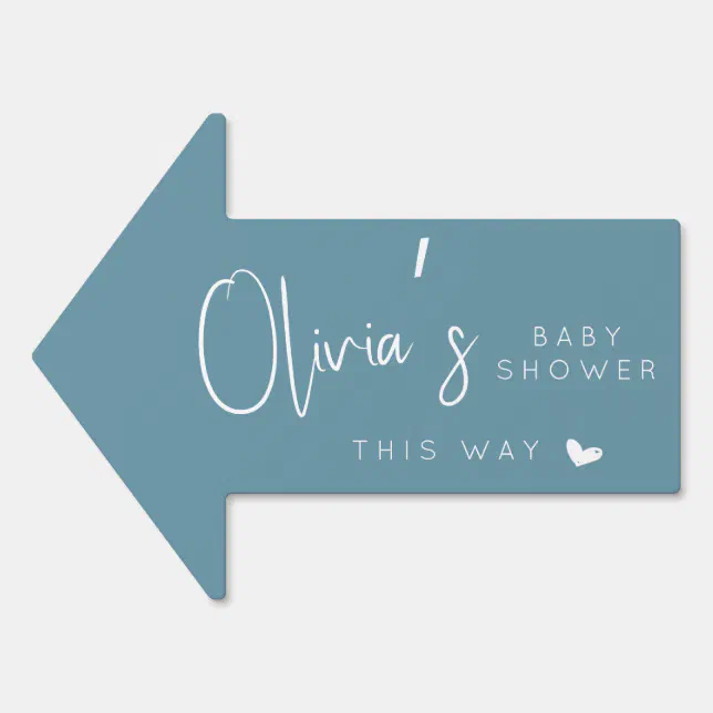Boho dusty blue baby shower this way arrow sign | Zazzle