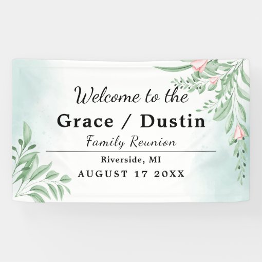 Boho Dusty Blue Eucalyptus Family Reunion Banner | Zazzle