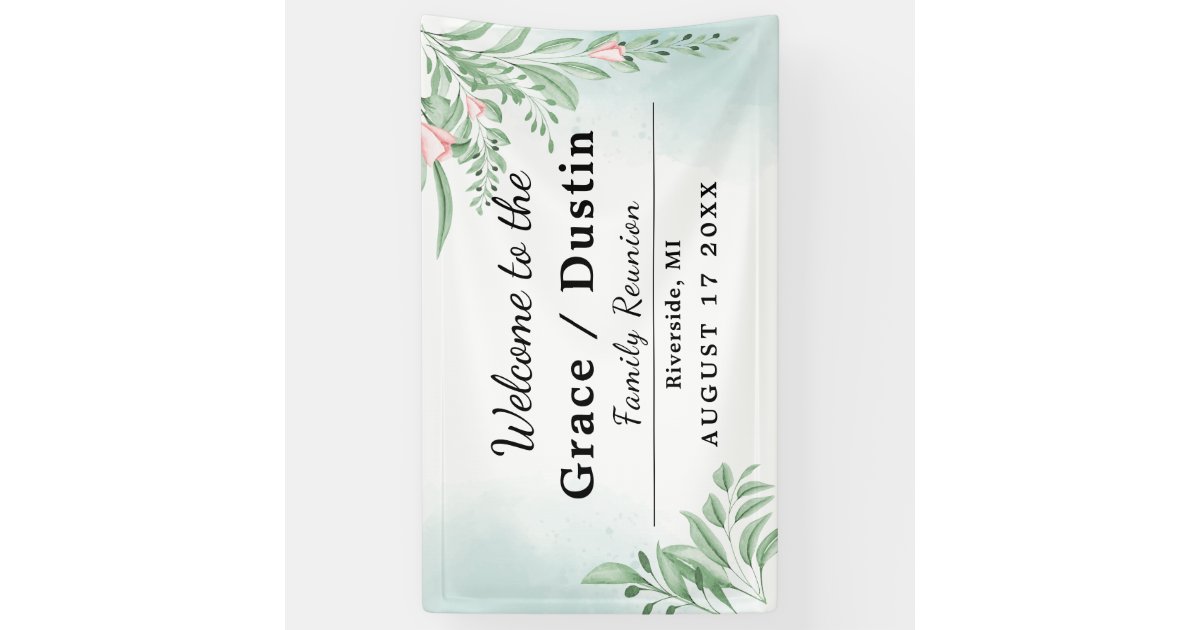Boho Dusty Blue Eucalyptus Family Reunion Banner | Zazzle