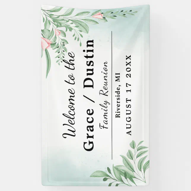 Boho Dusty Blue Eucalyptus Family Reunion Banner | Zazzle