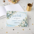 Boho Dusty Blue White Gold Flowers Guest Book | Zazzle