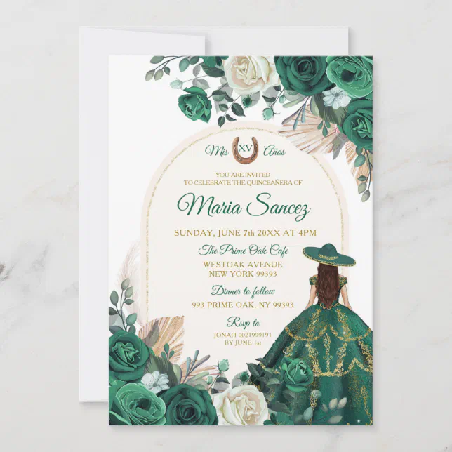 Boho Dusty Green Floral Mexican Girl Quinceañera I Invitation | Zazzle