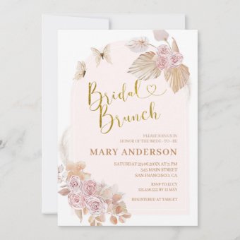 Boho Dusty Pink Floral Bridal Shower Brunch Invitation | Zazzle