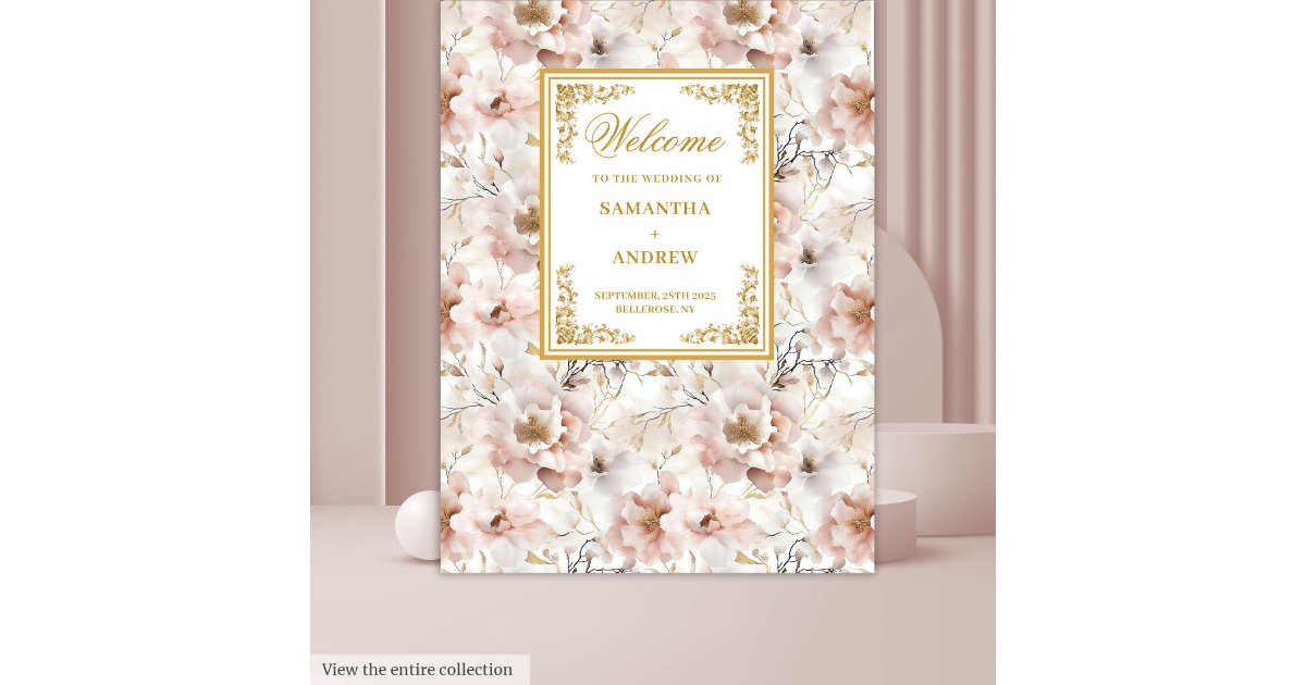 Boho Dusty Pink Ivory Gold Wedding Tapestry | Zazzle