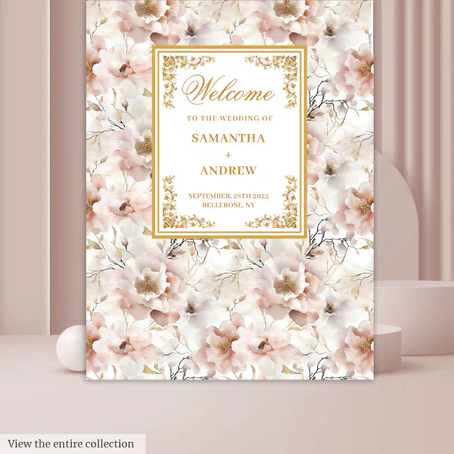 Boho Dusty Pink Ivory Gold Wedding Tapestry | Zazzle