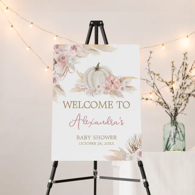 Boho Dusty Rose Pumpkin Welcome Sign | Zazzle