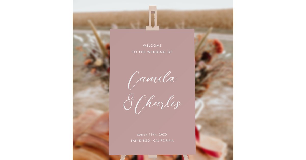 Boho Dusty Rose Wedding Welcome Sign | Zazzle