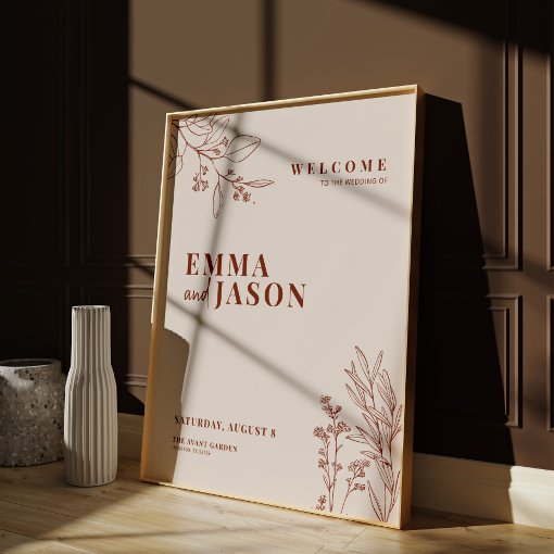 Boho Earthy Beige Wedding Welcome Sign | Zazzle