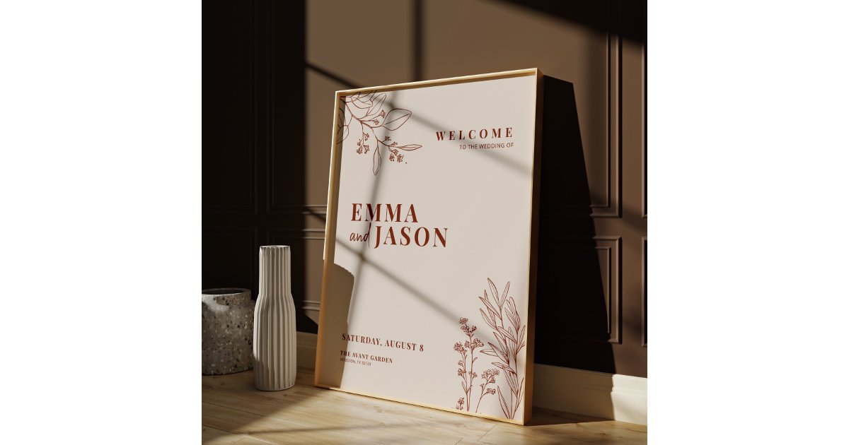 Boho Earthy Beige Wedding Welcome Sign | Zazzle