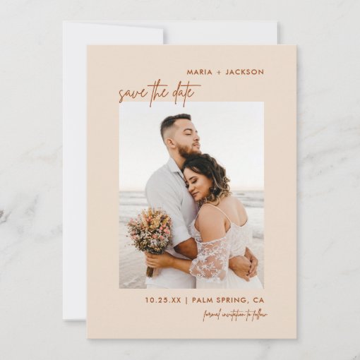 Boho Earthy Photo Save The Dates Cards | Zazzle
