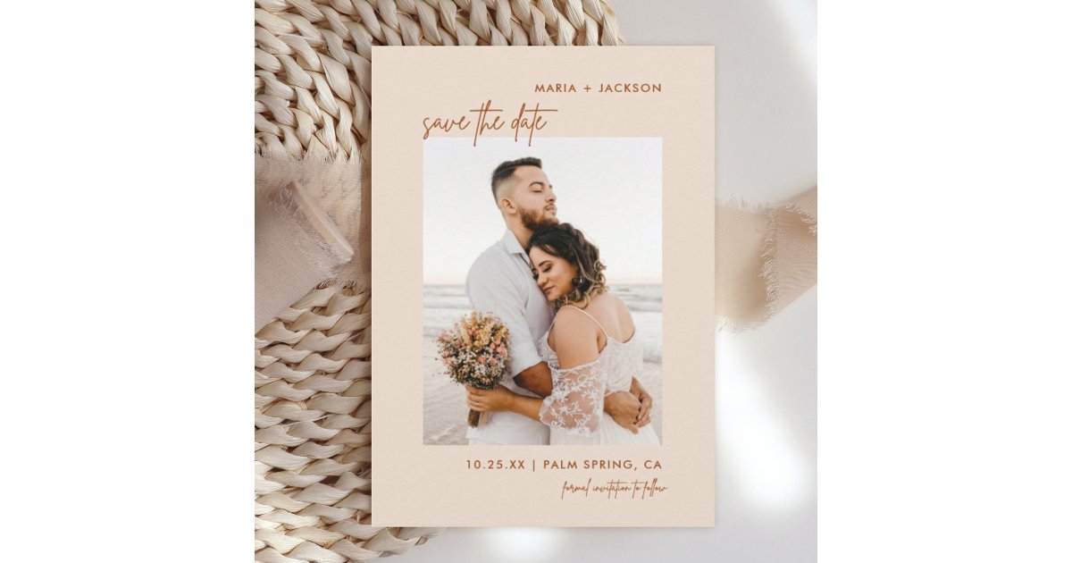 Boho Earthy Photo Save The Dates Cards | Zazzle