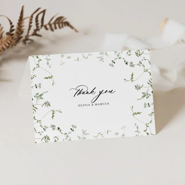 Boho Elegant Botanical Wedding Fold Thank You Card | Zazzle