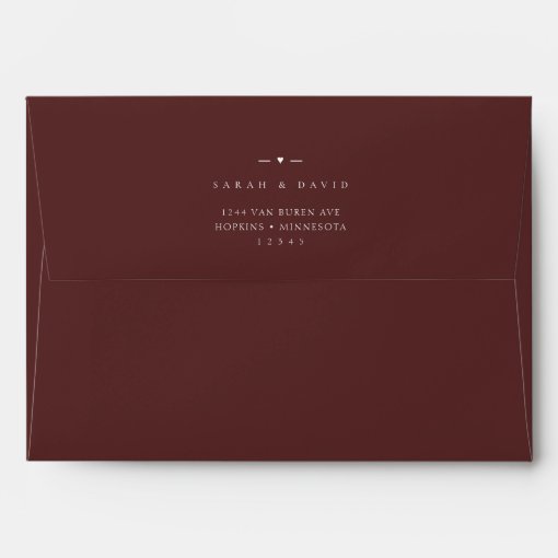 Boho Elegant Burgundy A7 5x7 Wedding Invitation Envelope | Zazzle