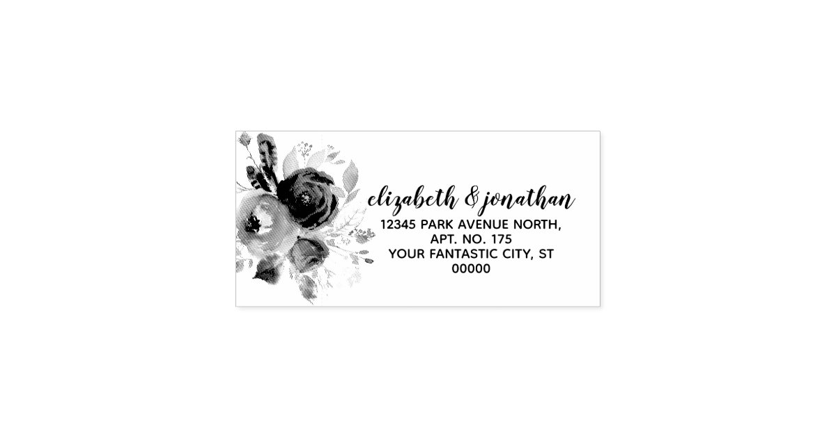 Boho Elegant Floral Wedding Return Address Rubber Stamp | Zazzle