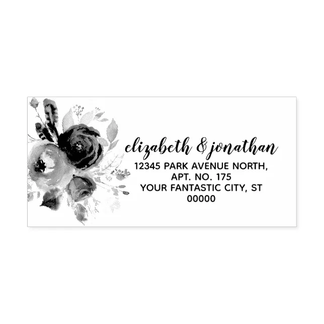Boho Elegant Floral Wedding Return Address Rubber Stamp | Zazzle