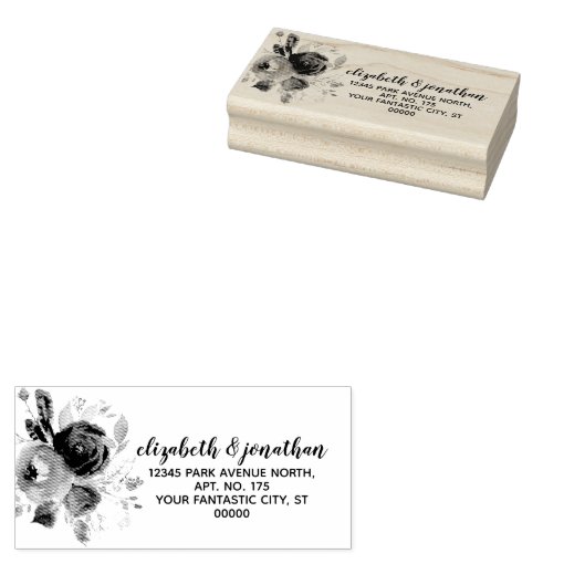 Boho Elegant Floral Wedding Return Address Rubber Stamp | Zazzle