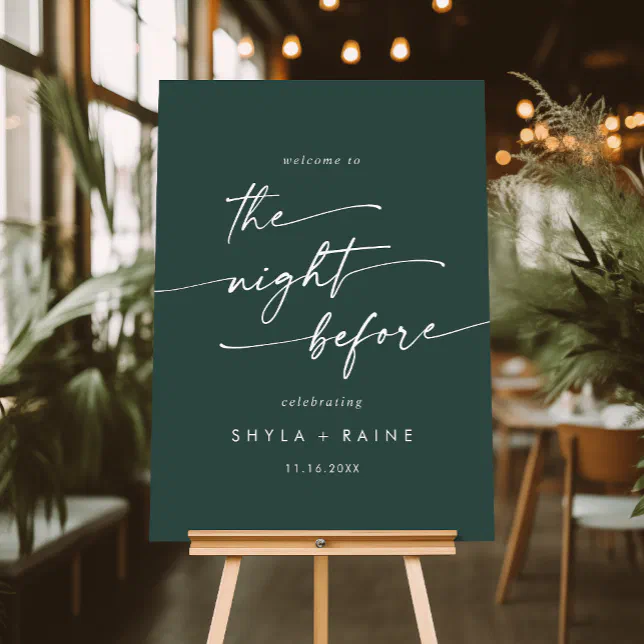 Boho Emerald Green Welcome The Night Before Sign | Zazzle