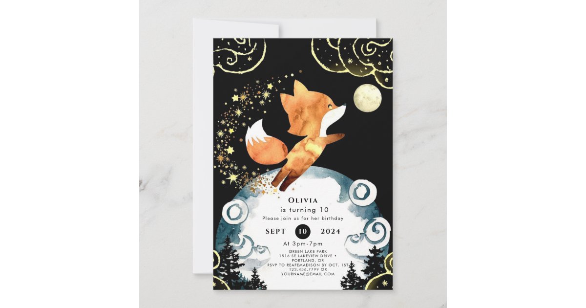 Boho Enchanted Fox Birthday Invitation | Zazzle