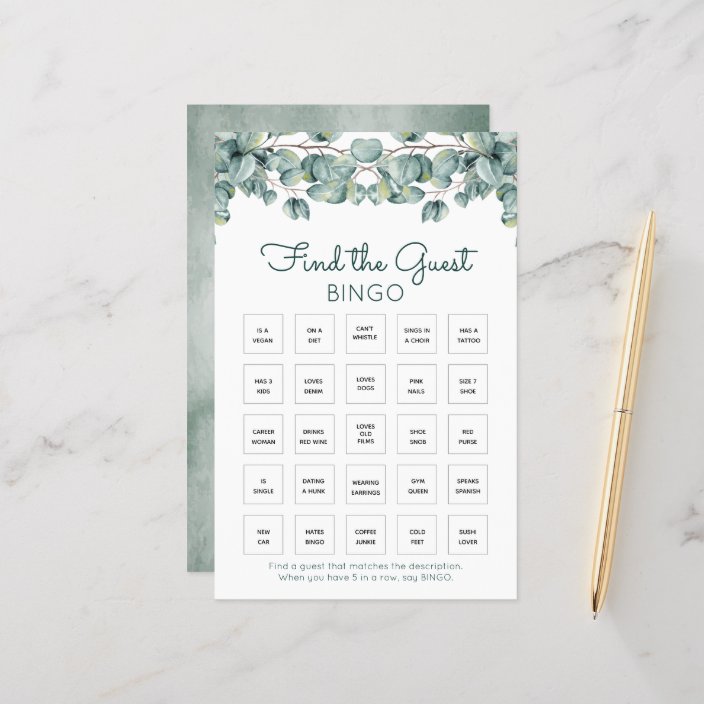 Boho Eucalyptus Leaves Baby Shower Bingo Game | Zazzle.com