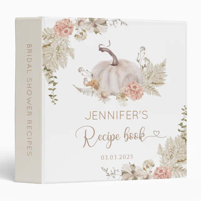 Boho fall Bridal Shower Recipe Book 3 Ring Binder | Zazzle