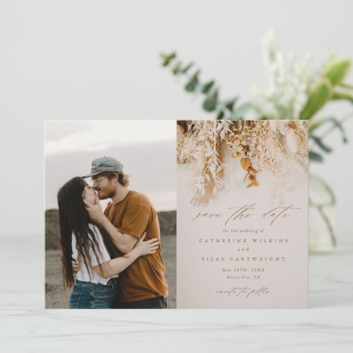 Boho Fall Flowers Photo Wedding Save The Date | Zazzle