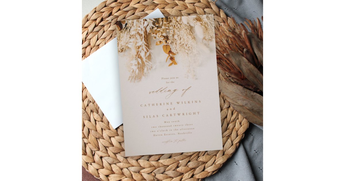 Boho Fall Flowers Wedding Invitation | Zazzle