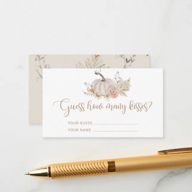 Boho fall guess how many kisses bridal game enclos enclosure card | Zazzle