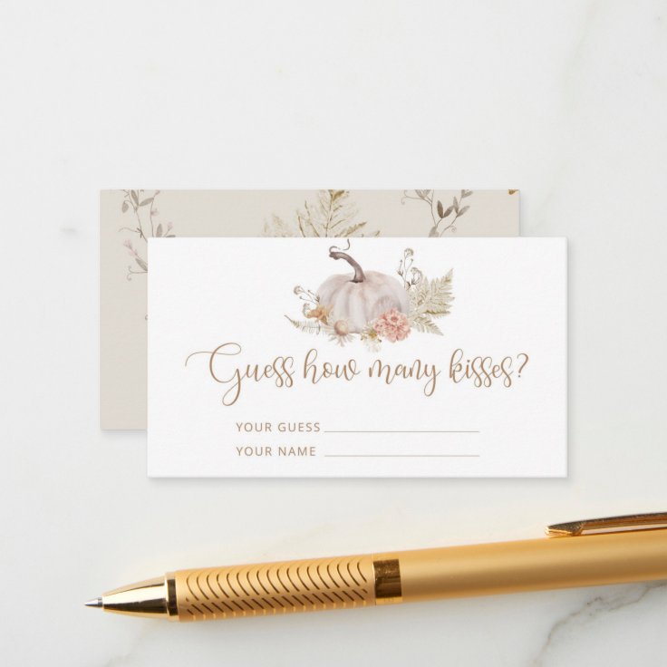 Boho fall guess how many kisses bridal game enclos enclosure card | Zazzle