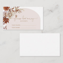 Boho fall guess how many kisses bridal game enclosure card | Zazzle