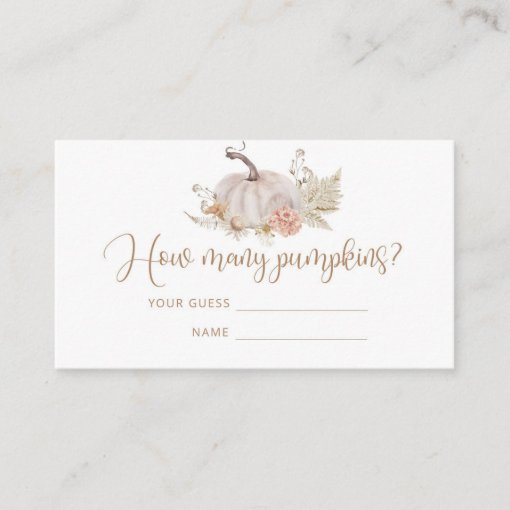 Boho fall guess how many pumpkins enclosure card | Zazzle