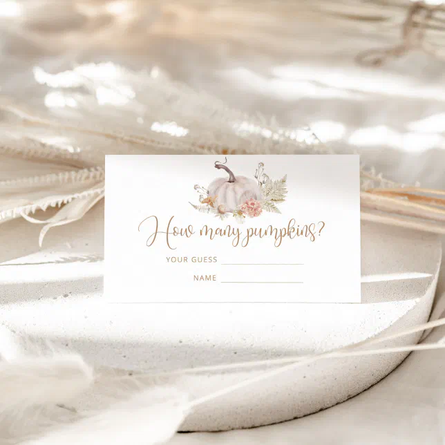 Boho fall guess how many pumpkins enclosure card | Zazzle