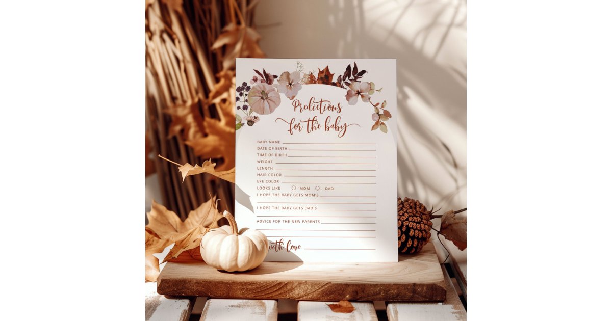Boho fall Little pumpkin floral baby predictions | Zazzle