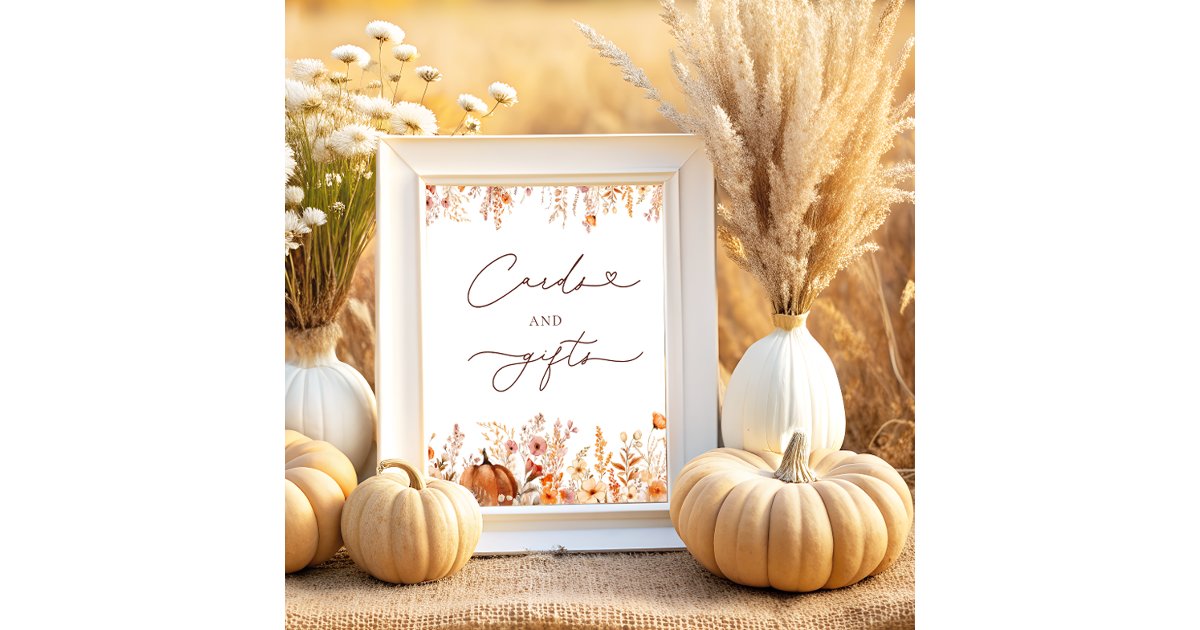 Boho Fall Pumpkin Cards and Gifts Poster | Zazzle