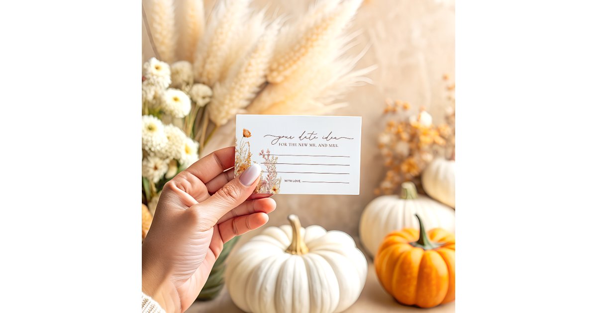 Boho Fall Pumpkin Date Night Ideas Enclosure Card | Zazzle