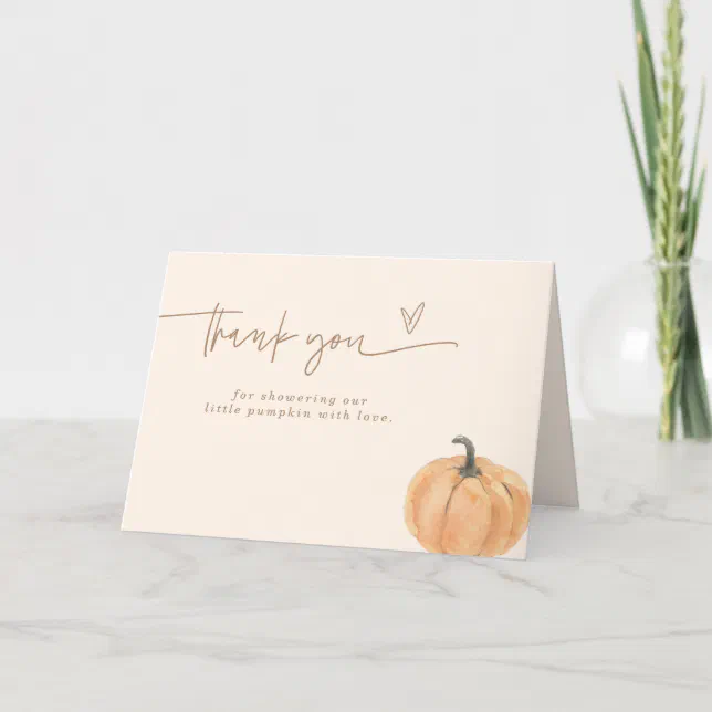 Boho Fall Pumpkin Thank You Card | Zazzle